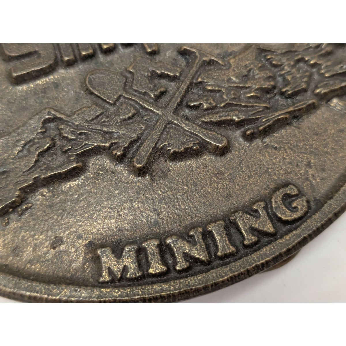 RARE Simplot Mining Belt Buckle Pick Shovel Vintage Oval Metal Industr ...
