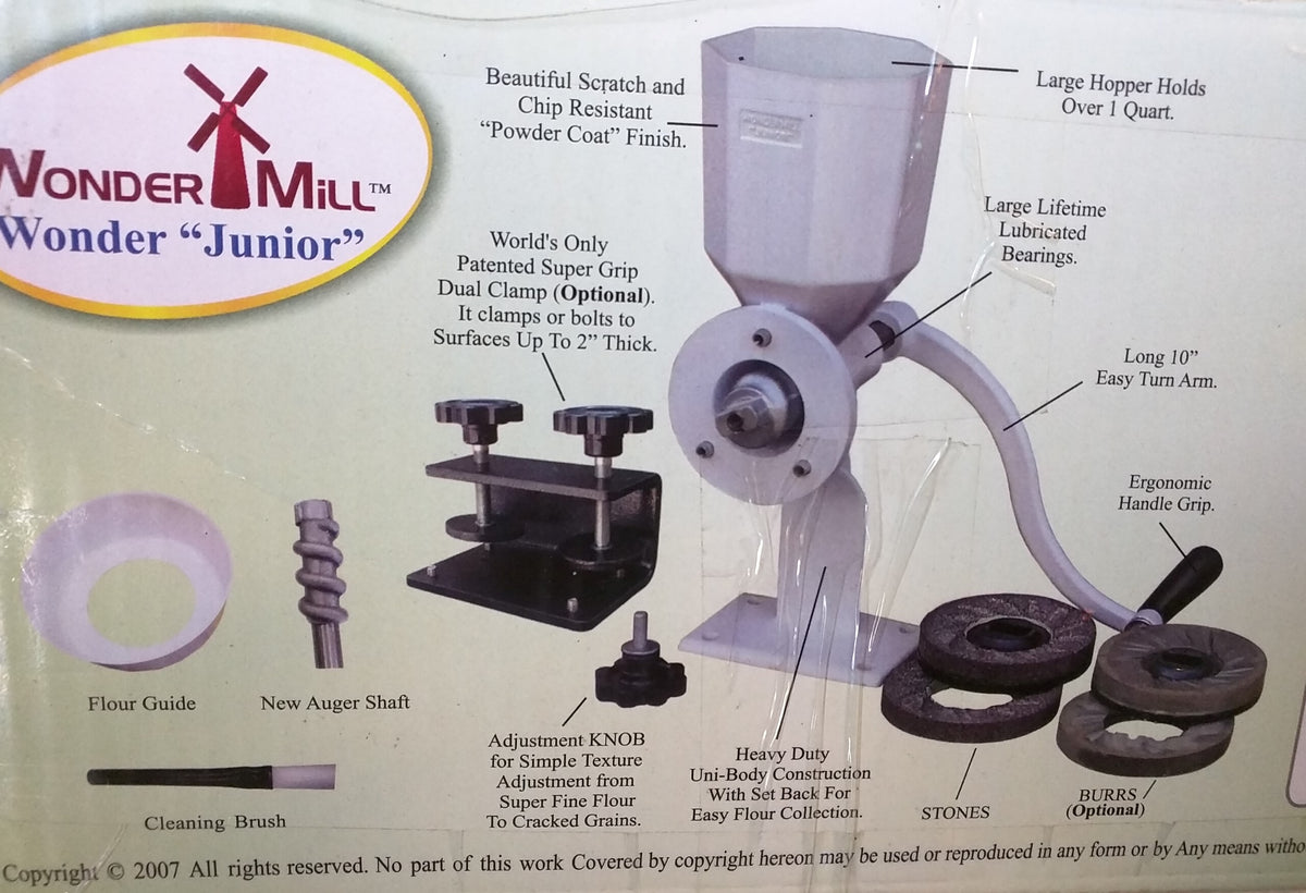 WonderMill Wonder Junior Deluxe Hand Grain Mill Wheat Flour Manual Cra ...