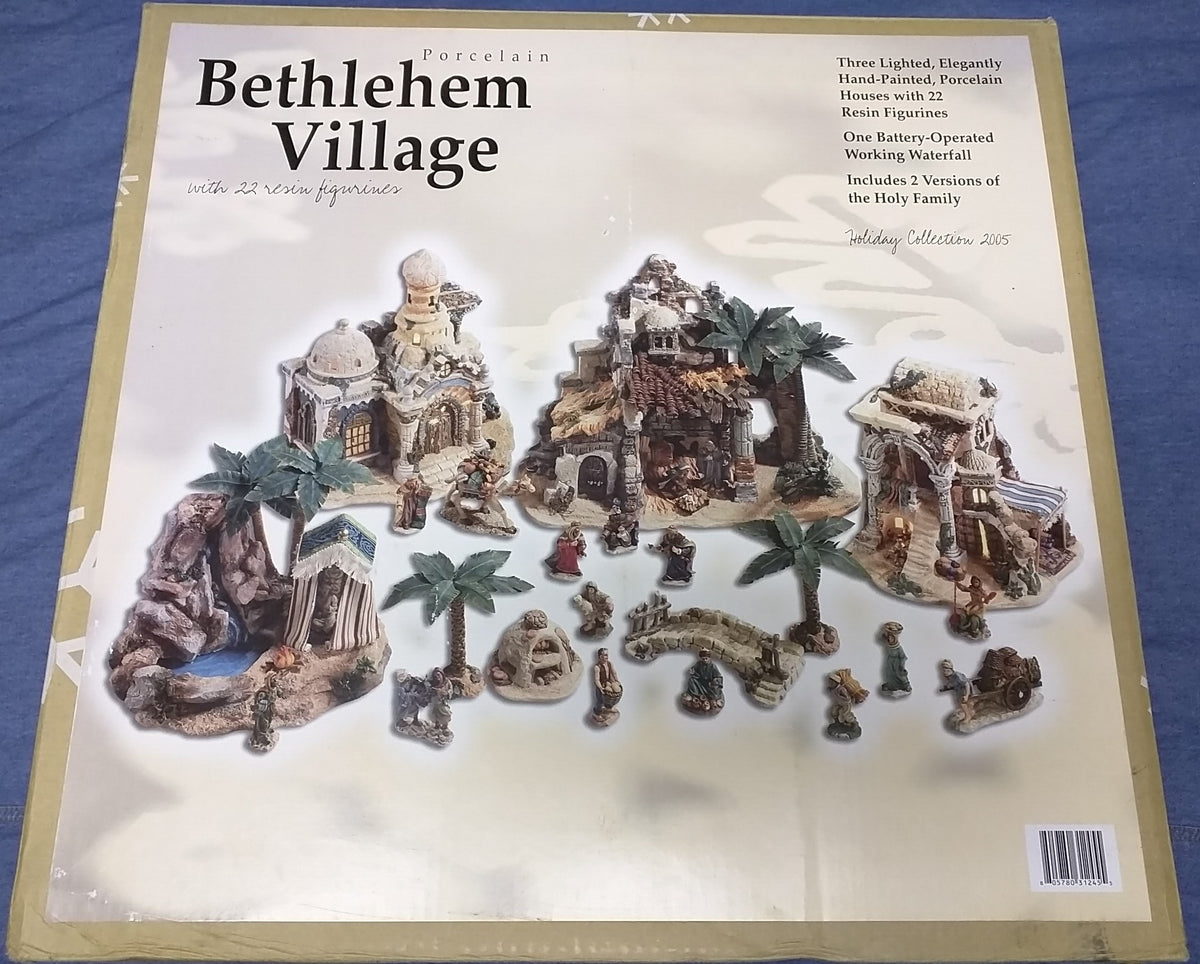 Porcelain Bethlehem Village Nativity Set W 22 Resin Figures 2005 Rare ...