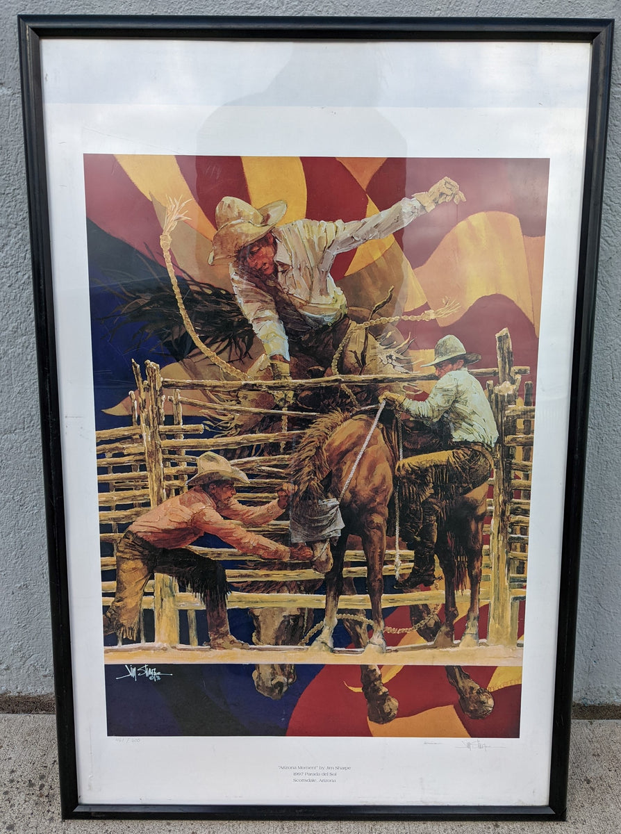 Signed Numbered Jim Sharpe Rodeo Poster Print Arizona Moment 24X33 Fra ...