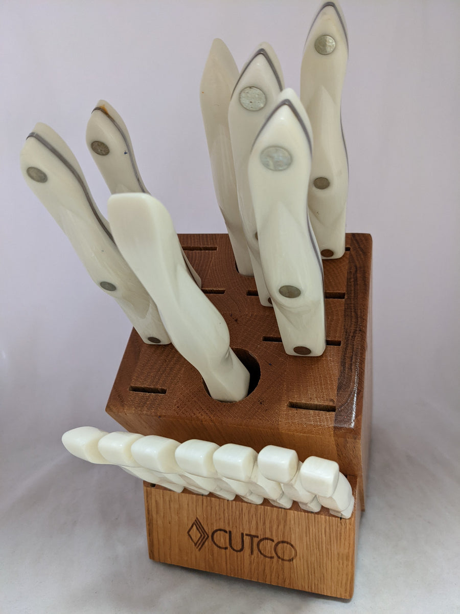 14 pc White CUTCO Set CLASSIC White HANDLE KNIVES 7 Steak BREAD CHEF K ...