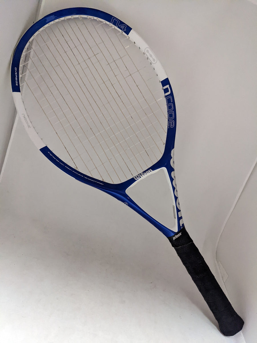 4 1/2 Rattle Ncode N4 Oversize Wilson Tennis Racquet Racket Blue White ...